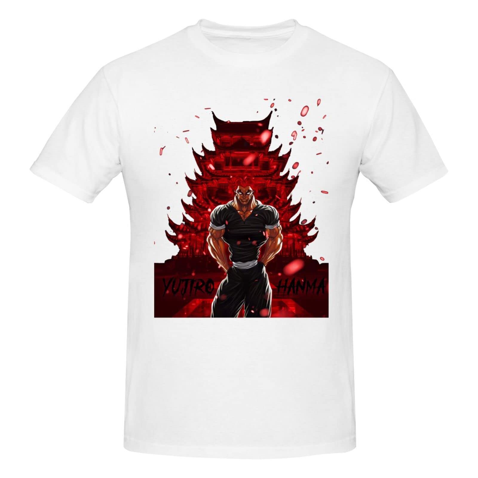 Baki Anime The Grappler Shirt Men's Personalised Crew Neck Short Sleeve T Shirt Fashion Graphic Tees White Medium