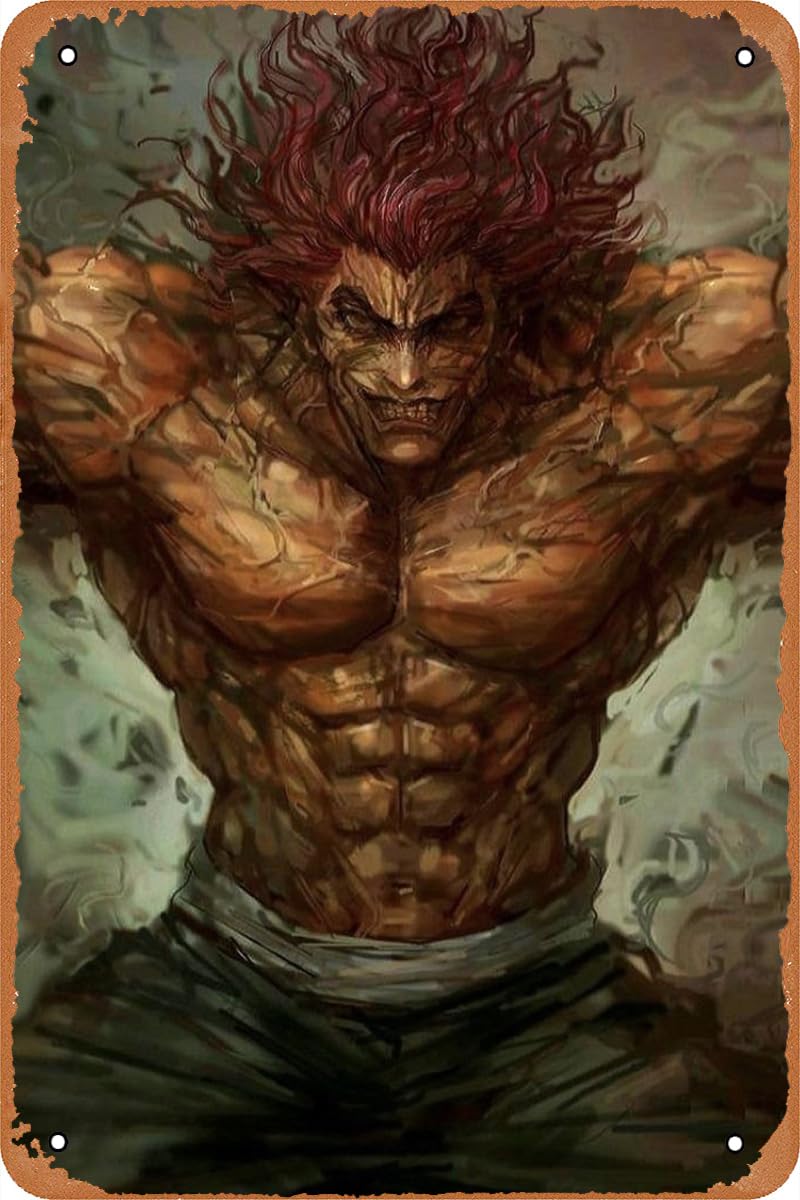BAKI Yujiro Hanma Poster,Vintage Tin Sign,Metal Poster for Wall Decor 8x12 inch