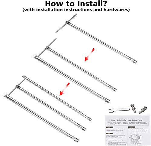 Hisencn Grill Parts Replacement for Weber Spirit 310 E310, Genesis Silver B C, Genesis Platinum B C, Weber 900 (with Side Control Knobs), Stainless Steel Burner 28 1/8" and Flavorizer Bar 22 1/2"