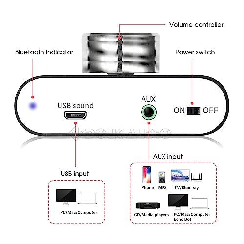 Nobsound Mini Bluetooth 5.0 Power Amplifier, Stereo Hi-Fi Digital Amp 2.0 Channel 50W×2 with AUX/USB/Bluetooth Input, Wireless Audio Receiver, PC Sound Card with Power Supply (Black)