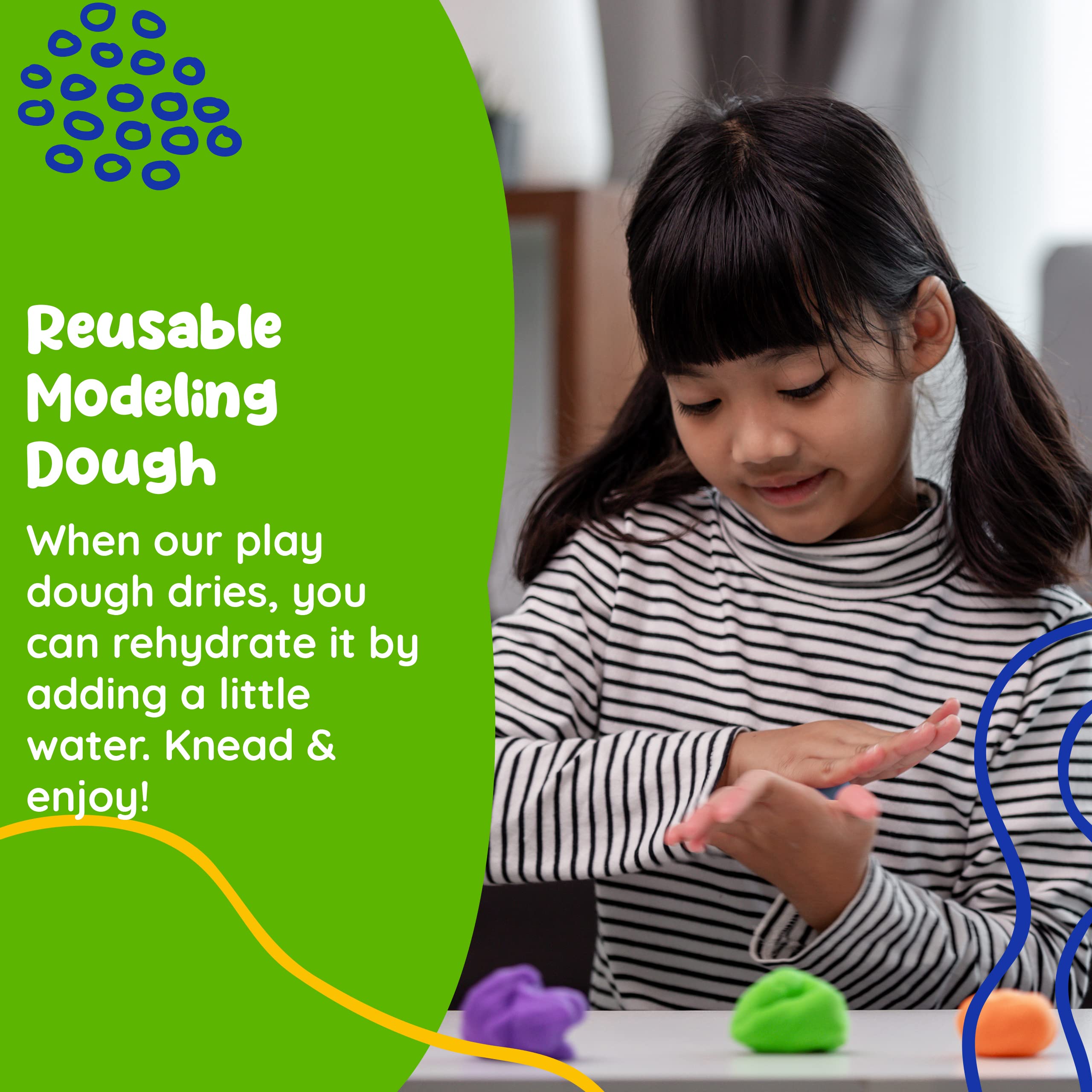 Modeling Clay for Kids - 6 Super Soft & 100% Natural Kids Modeling Clay Doughs Made from Wheat Flour - 100g Per Can of Reusable & Vibrant Kids Clay Modeling Kit for Ages 3+ by Marie’s Kids