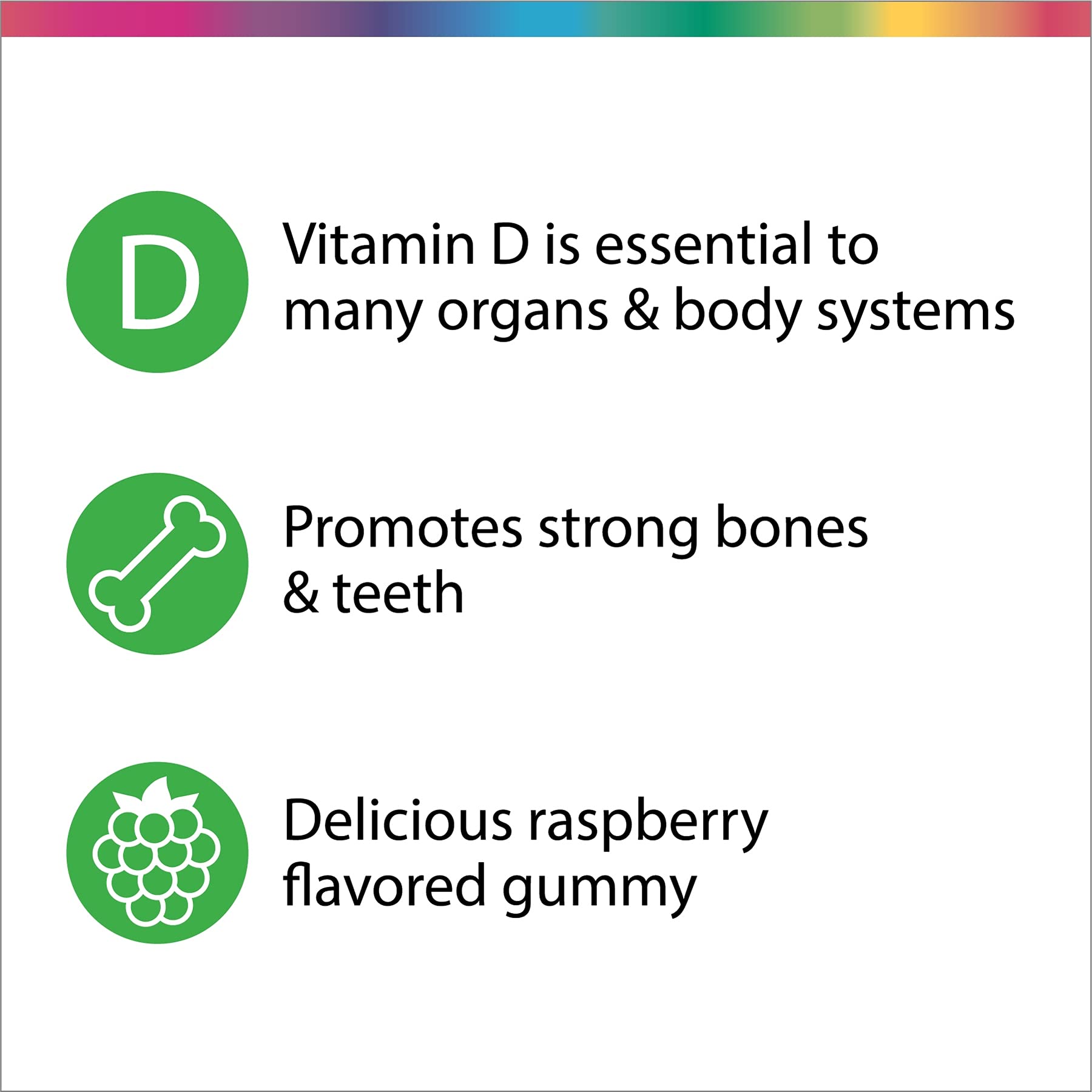 Rainbow Light - Berry D-Licious 2,500 IU Vitamin D3 Gummy - Ultra Potency Vitamin D Supplement Supports Bone and Muscle Strength, Calcium Absorption, and Circulatory Health; Gluten-Free - 50 Count