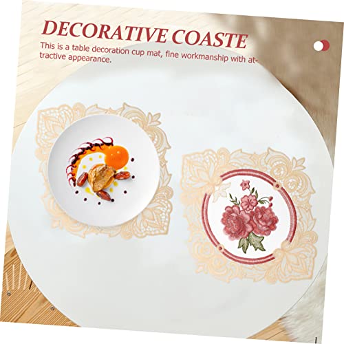 DOITOOL Table Mat Jute Placemat Adorno para Mesa De White Cotton Tablecloth Farmhouse Coasters Heat Proof Placemat Cotton Placemats Retro Lace Coaster Lace Place Mat Decor Mug 4pcs