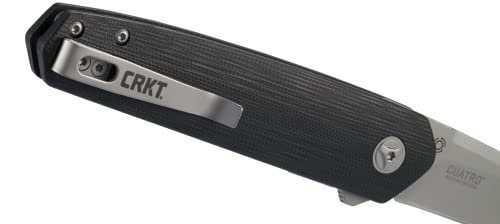 CRKT Cuatro Folding Carry Knife: Plain Edge Folder with Liner Lock - Everyday Carry Folded Knife with IKBS Ball Bearing Pivot System and G10 Handle 7090