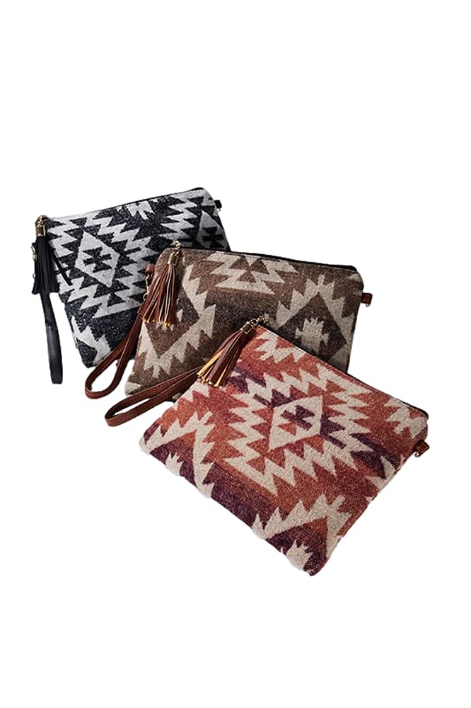 Southwestern Saddle Blanket Navajo Native American Western Print Crossbody Clutch Bag Purse