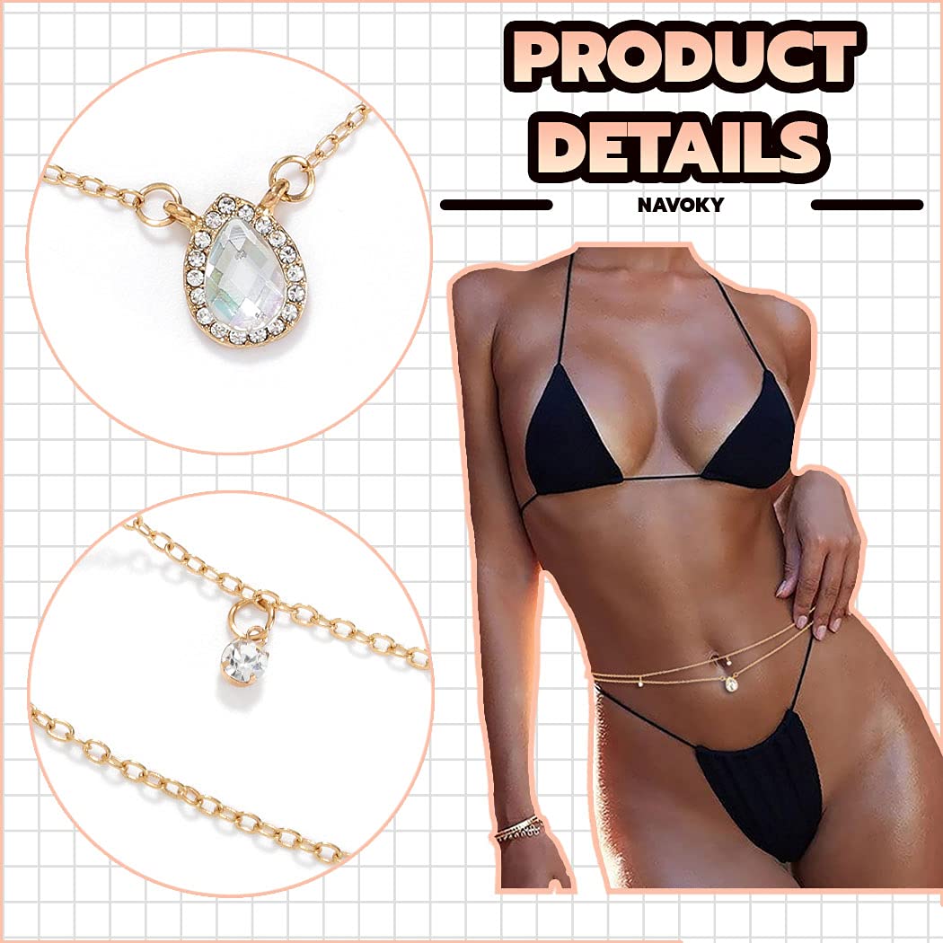 Bohend Boho Layered Waist Chain Gold Beads Belly Chain Beach Chain Body Accessories for Women and Girls