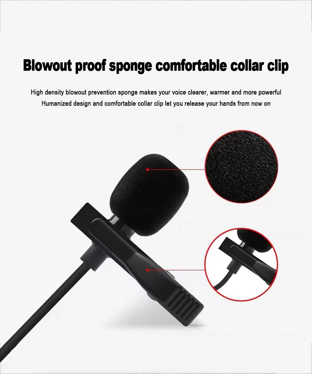 PewAs for USB Professional Lavalier Microphone for PC, Computer, Mac, Laptop, YouTube, Skype, Recording, Podcasting, Gaming Lavalier Microphone 【9.8ft】