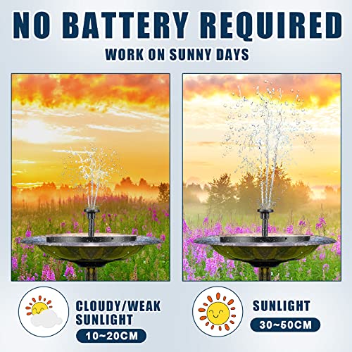 Kittmip 4 Pack Solar Bird Bath Fountain Pump Solar Fountain with 6 Nozzle Solar Water Fountain Floating Solar Fountain Panel Solar Powered Bird Bath Fountain for Pond Garden Fish Tank Pool (6.3 Inch)