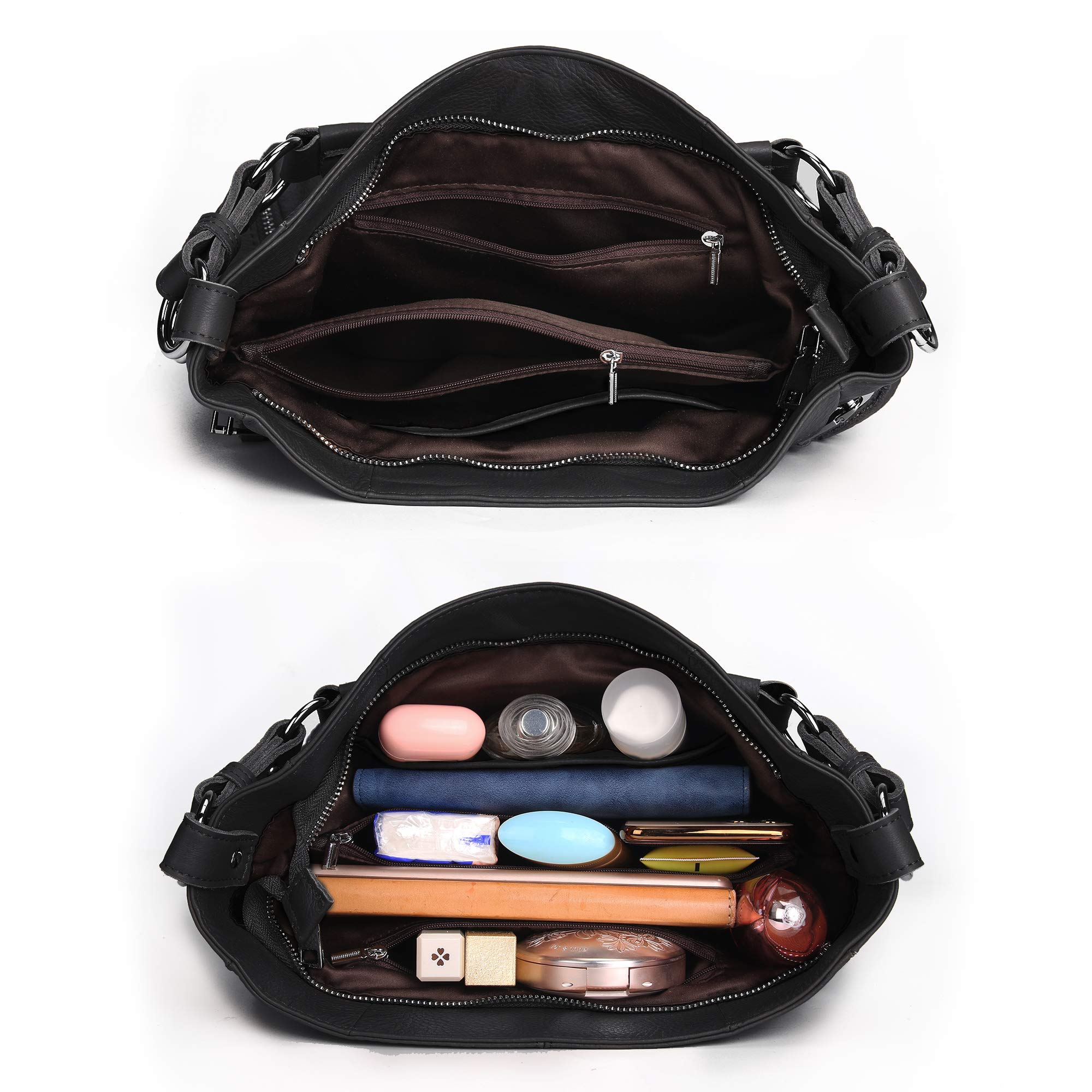 YALUXE Genuine Leather Shoulder Bags Stylish Hobo Handbags Purses Crossbody Bags for Women