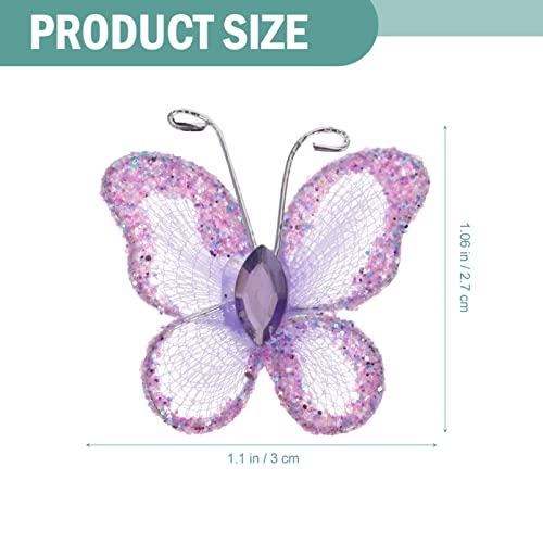 Sheer Mesh Wire Glitter Butterfly, Wedding Decorative Butterflies Decors with Gem, Craft Organza Butterflies for DIY Craft Wedding Home Decor, 50pcs