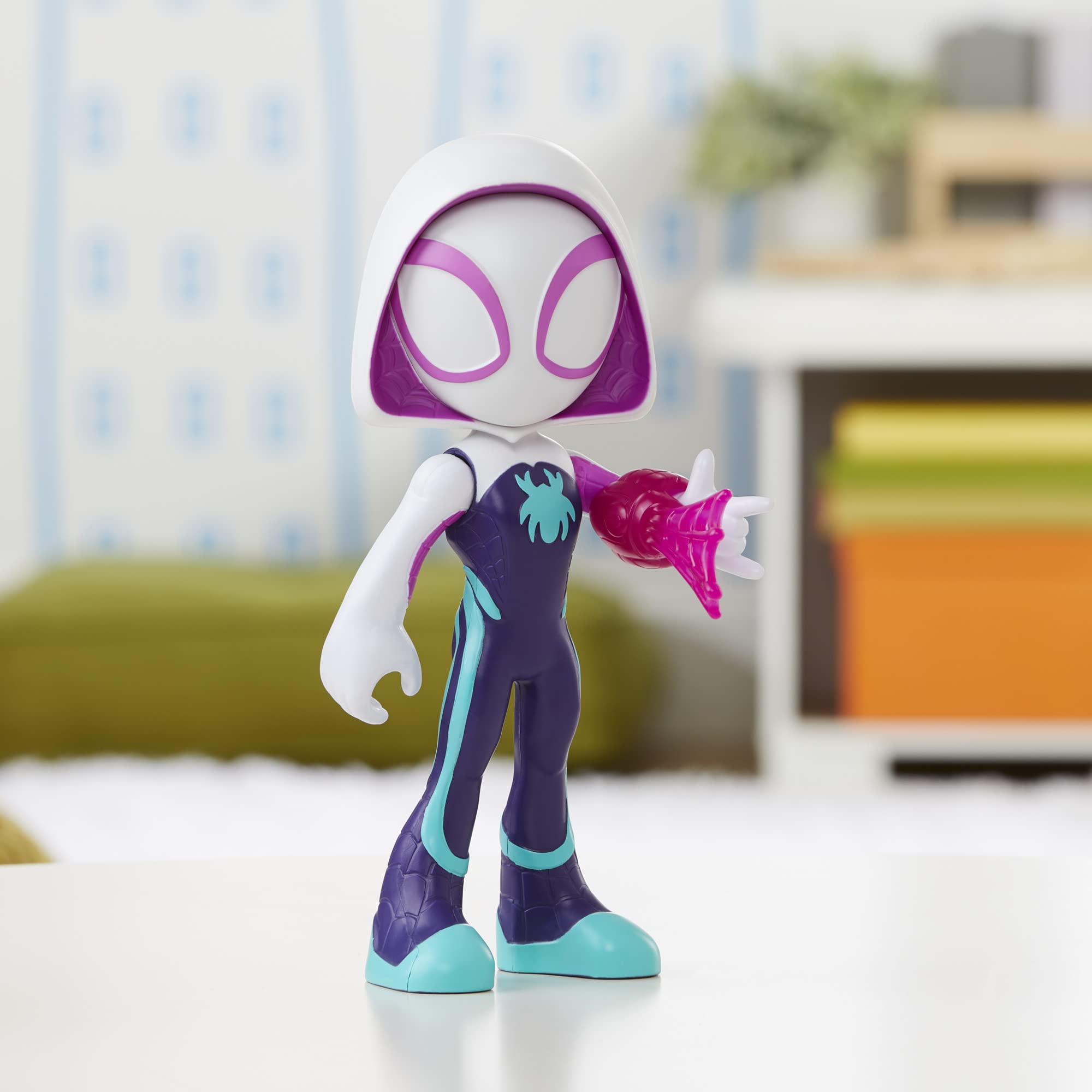 Spidey and His Amazing Friends Marvel Supersized Ghost-Spider 9-inch Action Figure, Preschool Super Hero Toy for Kids Ages 3 and Up