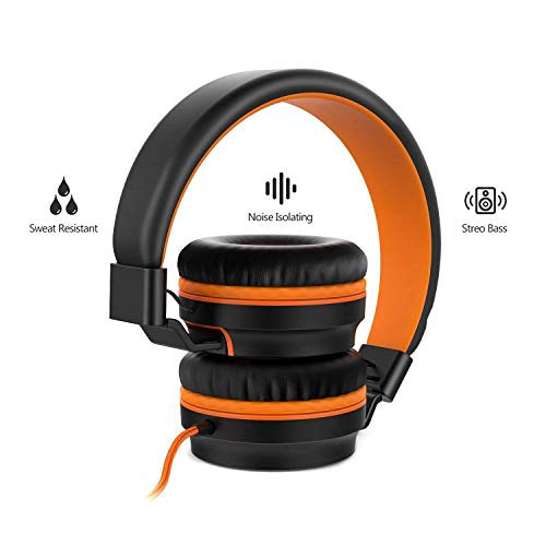 ELECDER Kids Headphones Children Girls Boys Teens Foldable Adjustable On Ear Headphones 3.5mm Jack Compatible Cellphones Computer Kindle MP3/4 Airplane School Tablet