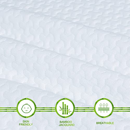 Mattress Topper Cover (Only Cover) 2 Inch Queen Size Mattress Protector Breathable Bamboo Zippered Removable Mattress Encasement with Adjustable Straps for Latex Memory Foam Mattress Topper Cover