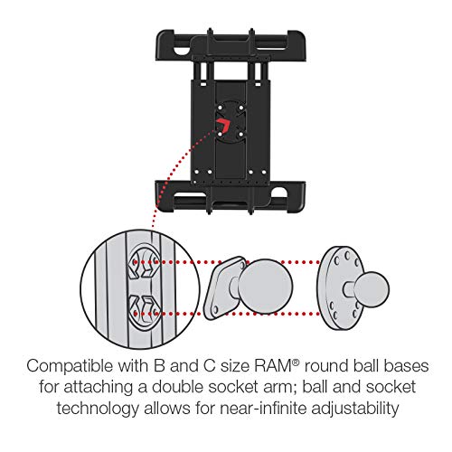 RAM Mounts RAM-HOL-TAB17U Tab-Tite Tablet Holder for Apple iPad Gen 1-4 with Case + More Compatible with RAM B 1" and C 1.5" Size Round Ball Bases