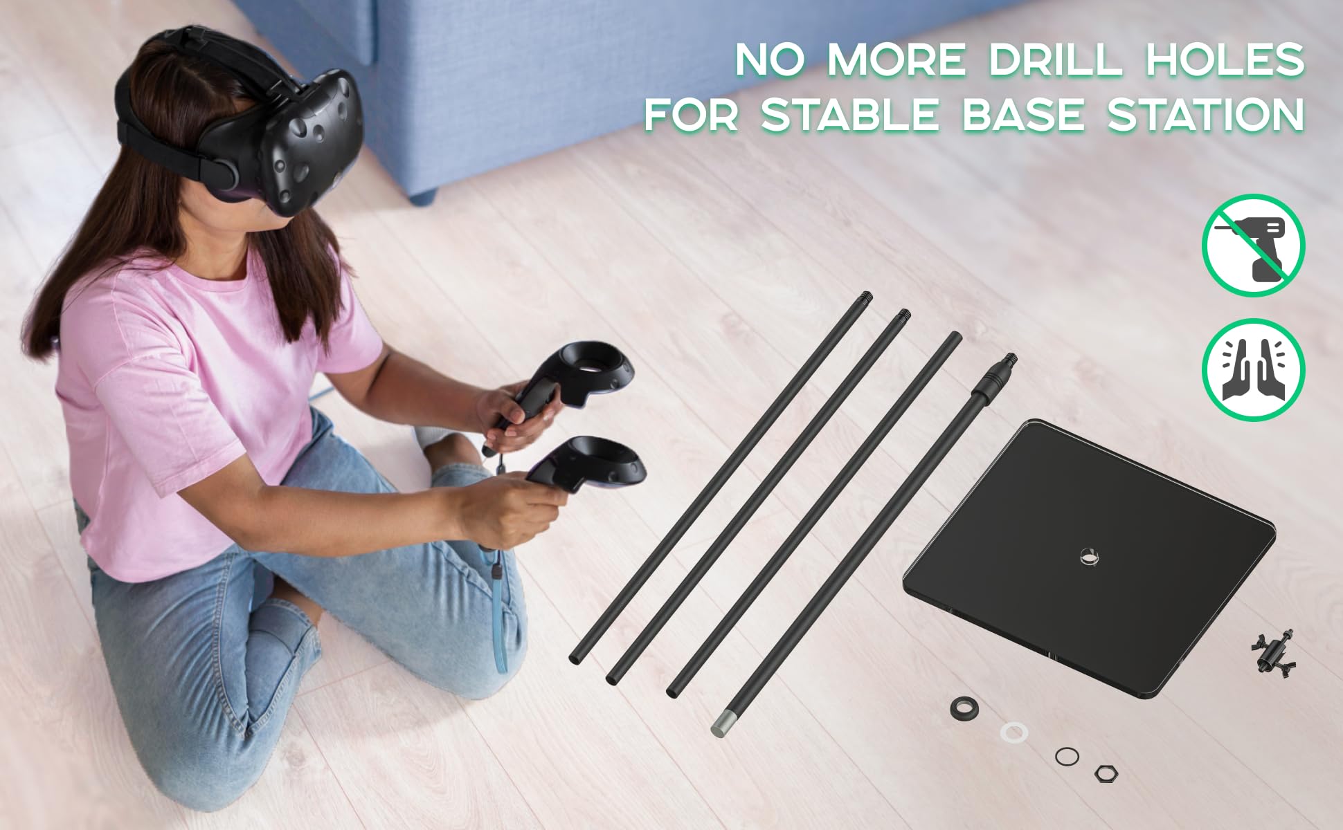 Skywin VR Stand Compatible with HTC Vive & Index Base Station - Tempered Glass HTC Vive Stand for Vive and Rift Constellation Sensors