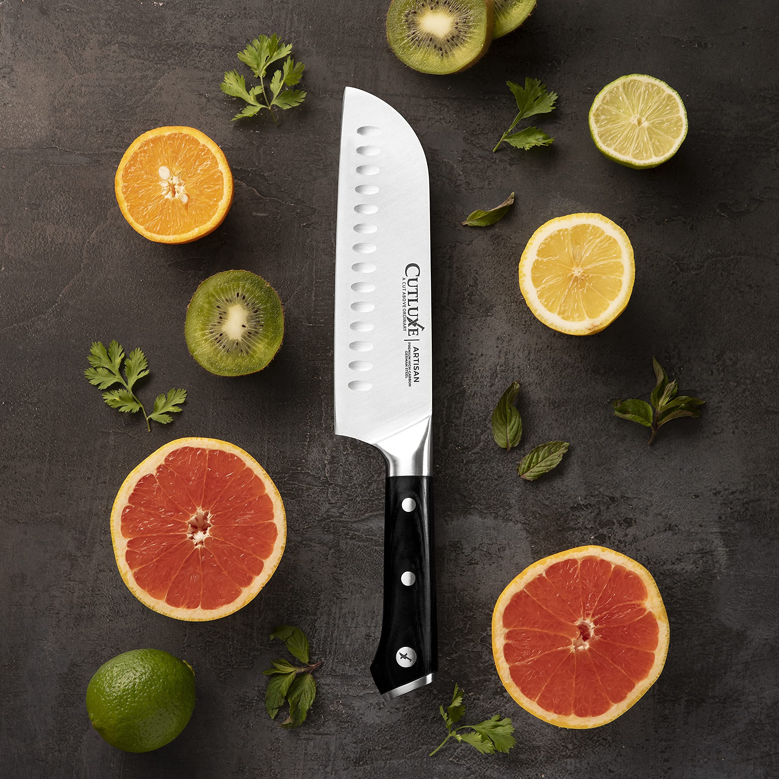 Cutluxe Santoku Knife, Utility Knife & Paring Knife β Forged High Carbon German Steel β Full Tang & Razor Sharp β Ergonomic Handle Design β Artisan Series