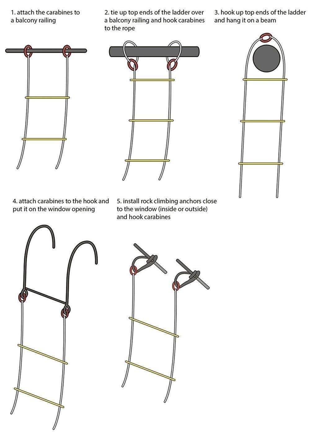 Fire Escape Rope Ladder for 2-12 Story-Fast to Deploy Reusable -Load Weight Capacity up to 900lbs-Evacuation Ladder for Cruise Ship,High Building (Size : 25m(82'))