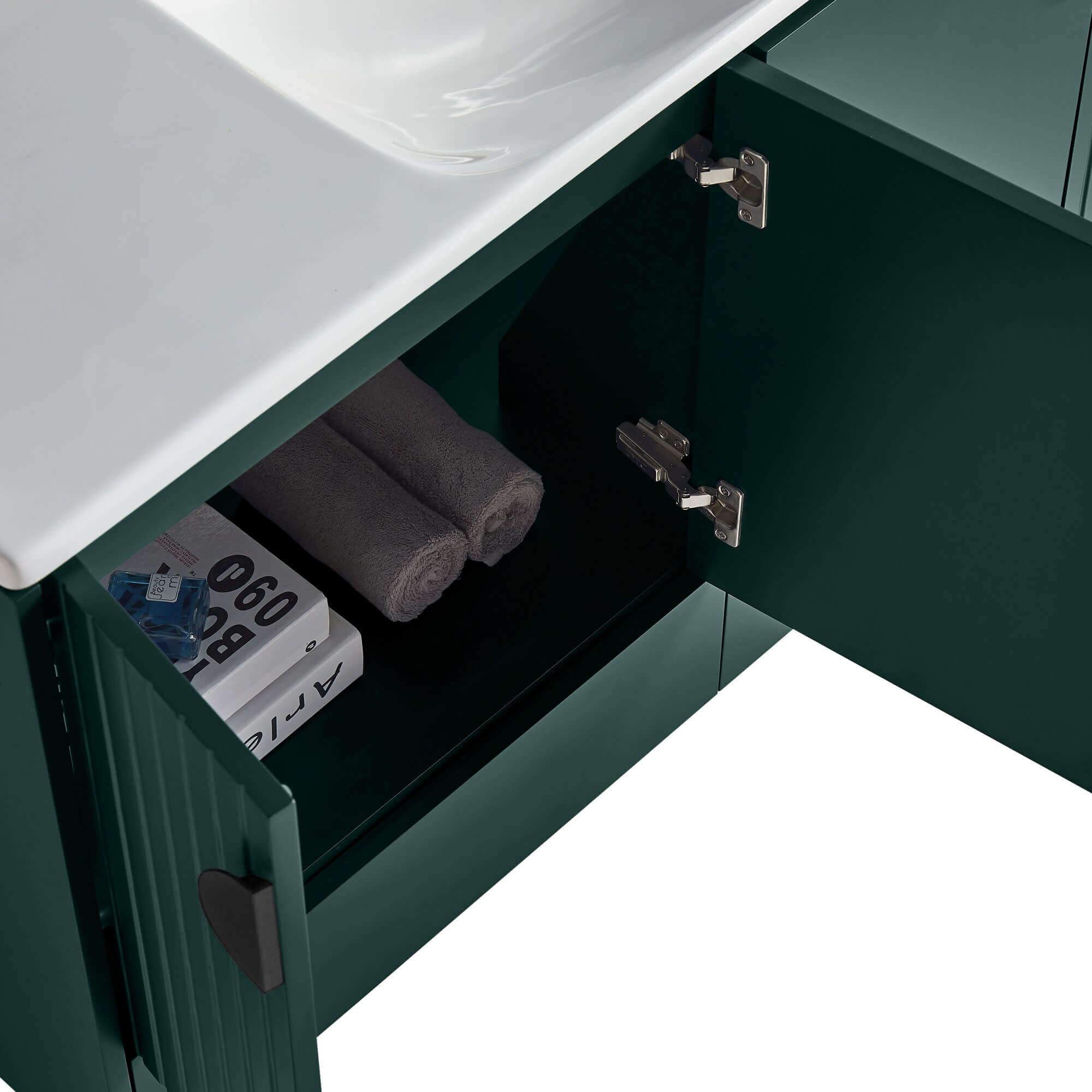 Fine Fixtures Venezian Collection - 48" Double Green Bathroom Vanity, Black Handles.