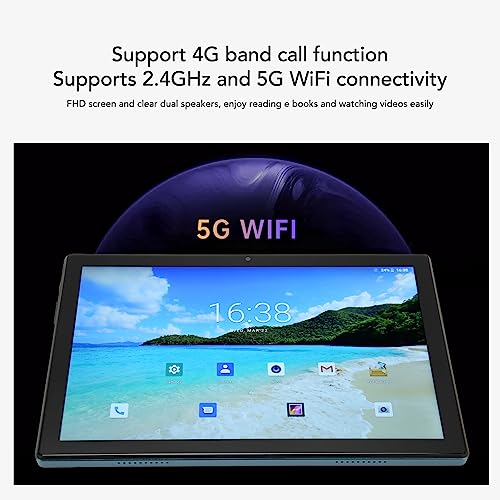 BROLEO 10.1 Inch Tablet, 4G Network Dual Camera Tablet 8 Core CPU 100-240V for Reading for Android 12 (US Plug)