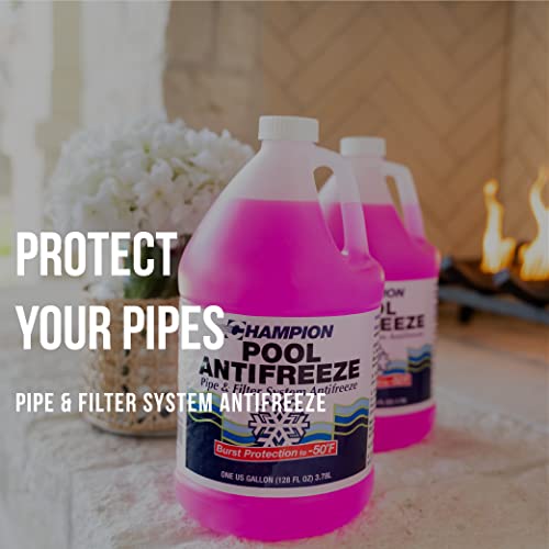 CPDI Champion Swimming Pool Antifreeze for Winterizing, 2 x 1 Gallon Bottle, Supports Above Ground and Inground Pools and Spas, Burst Protection from Rust and Corrosion
