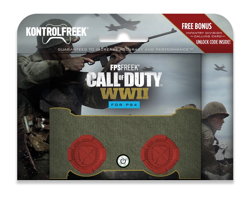 KontrolFreek FPS Freek Call of Duty: WWII for PlayStation 4 Controller (PS4) | Performance Thumbsticks | 2 High-Rise Concave | Red