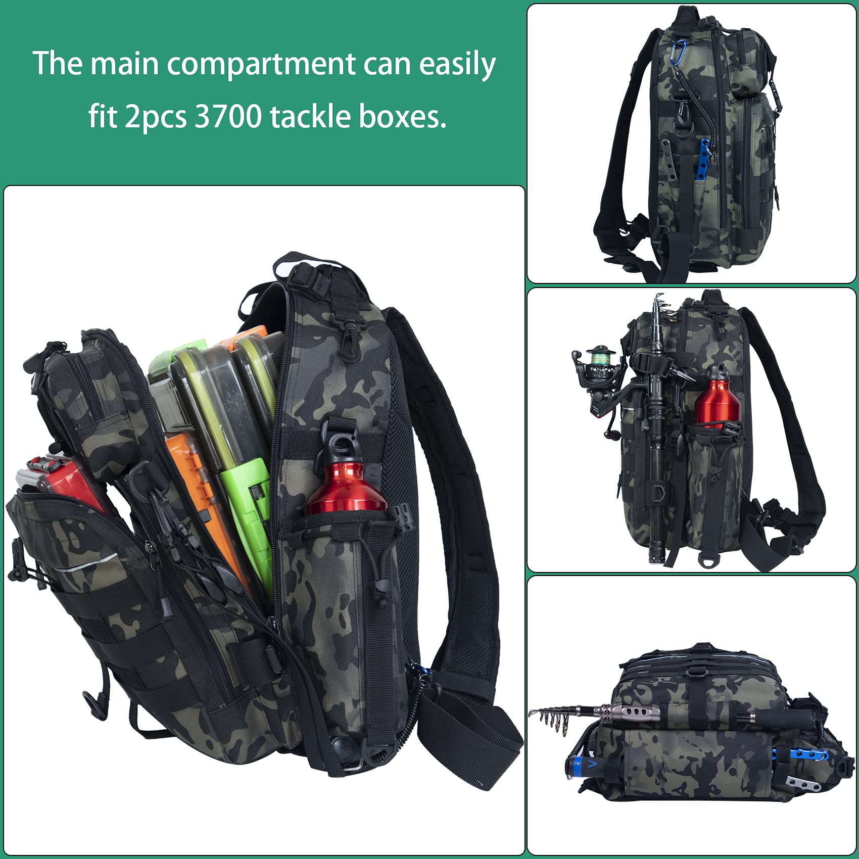 BLISSWILL Fishing Tackle Backpack with Two 3700 Fishing Tackle Boxes