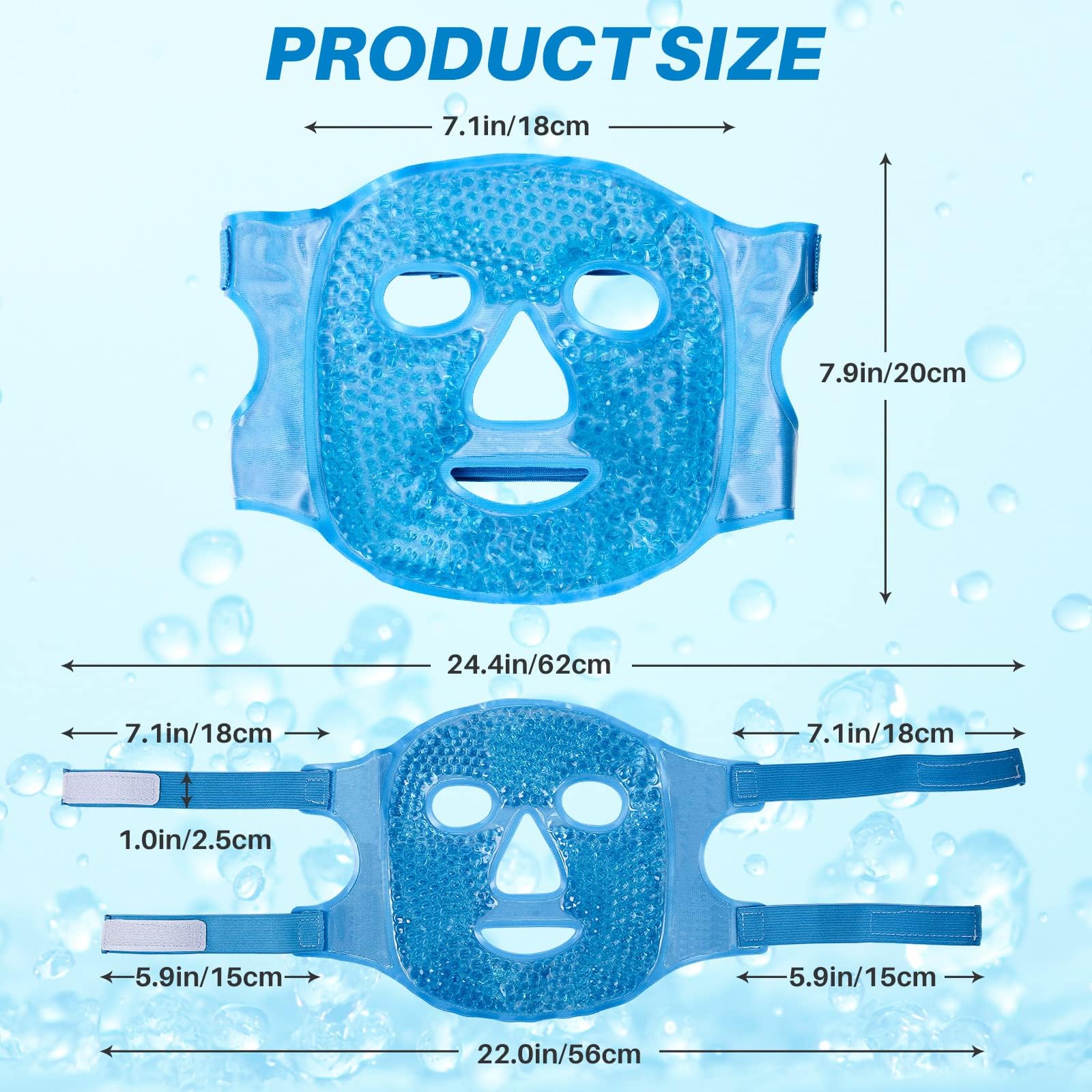 candyfouse Ice Pack Cold Face Eye Masks Reduce Face Puff, Dark Circles, Reusable Cold Hot Gel Face Eye Mask, Suitable for Women Facial SPA, Ice Face Mask for Sleeping, Headaches (Blue)