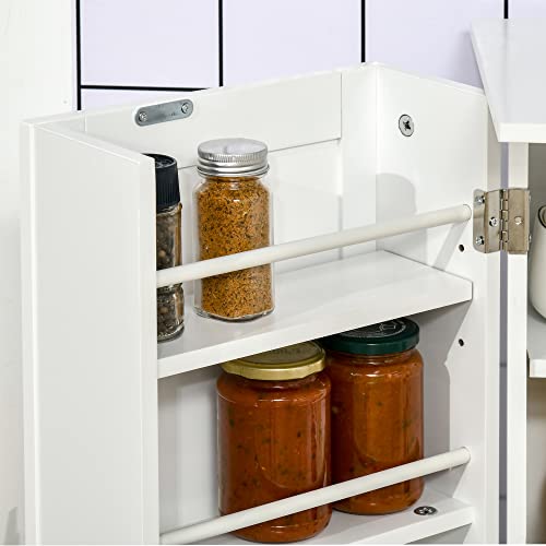 HOMCOM 41" Farmhouse Kitchen Pantry, Freestanding 2 Door Storage Cabinet with Adjustable Shelves for Living Room and Dinning Room,White