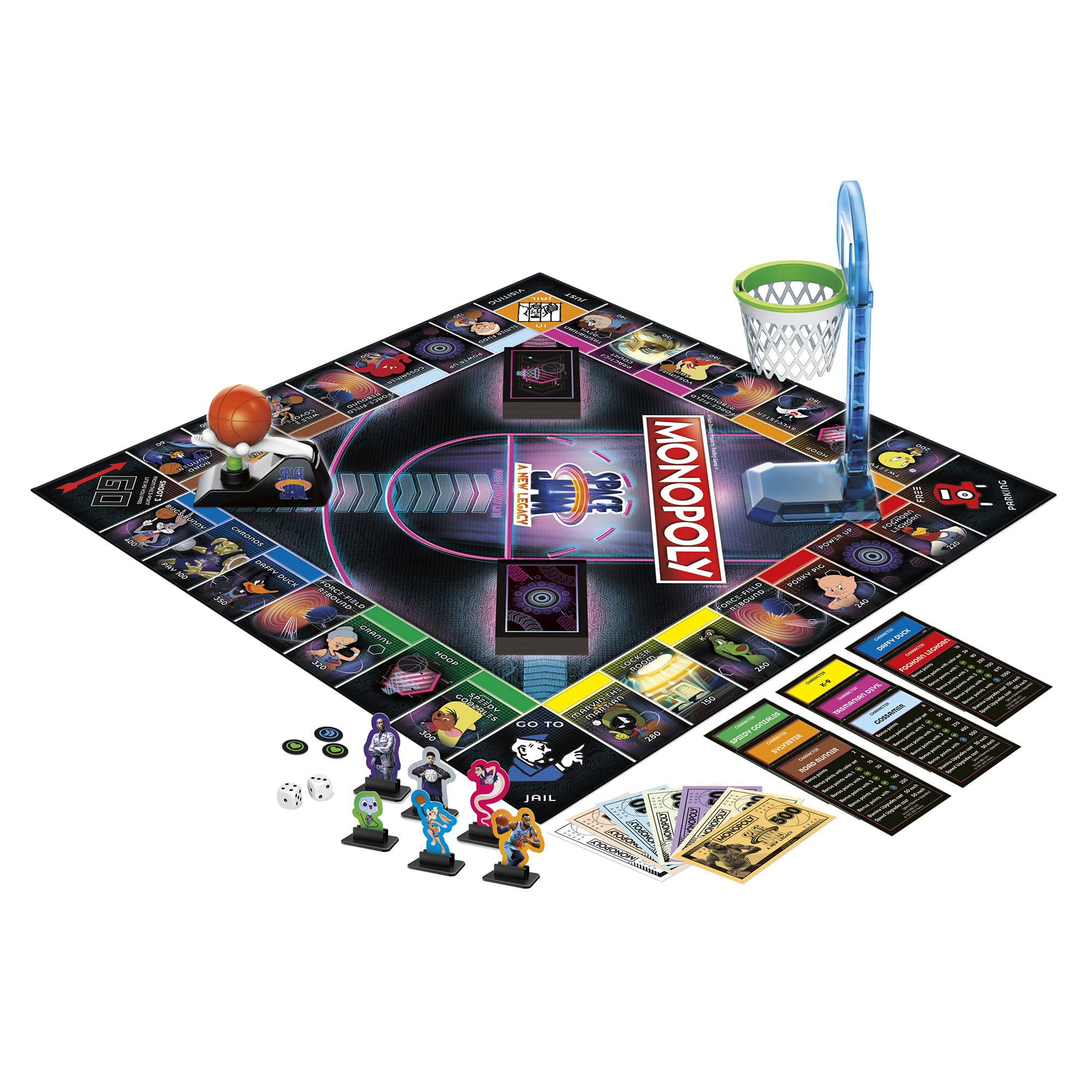 Monopoly: Space Jam A New Legacy Edition Family Board Game, Strategy Game, Kids Ages 8 and Up, Lebron James Space Jam Game, Shoot Hoops