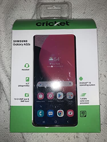 Cricket Samsung Galaxy A02s, 32GB, Black - 4G LTE 6.5" Android Prepaid Smartphone - Carrier Locked to Cricket