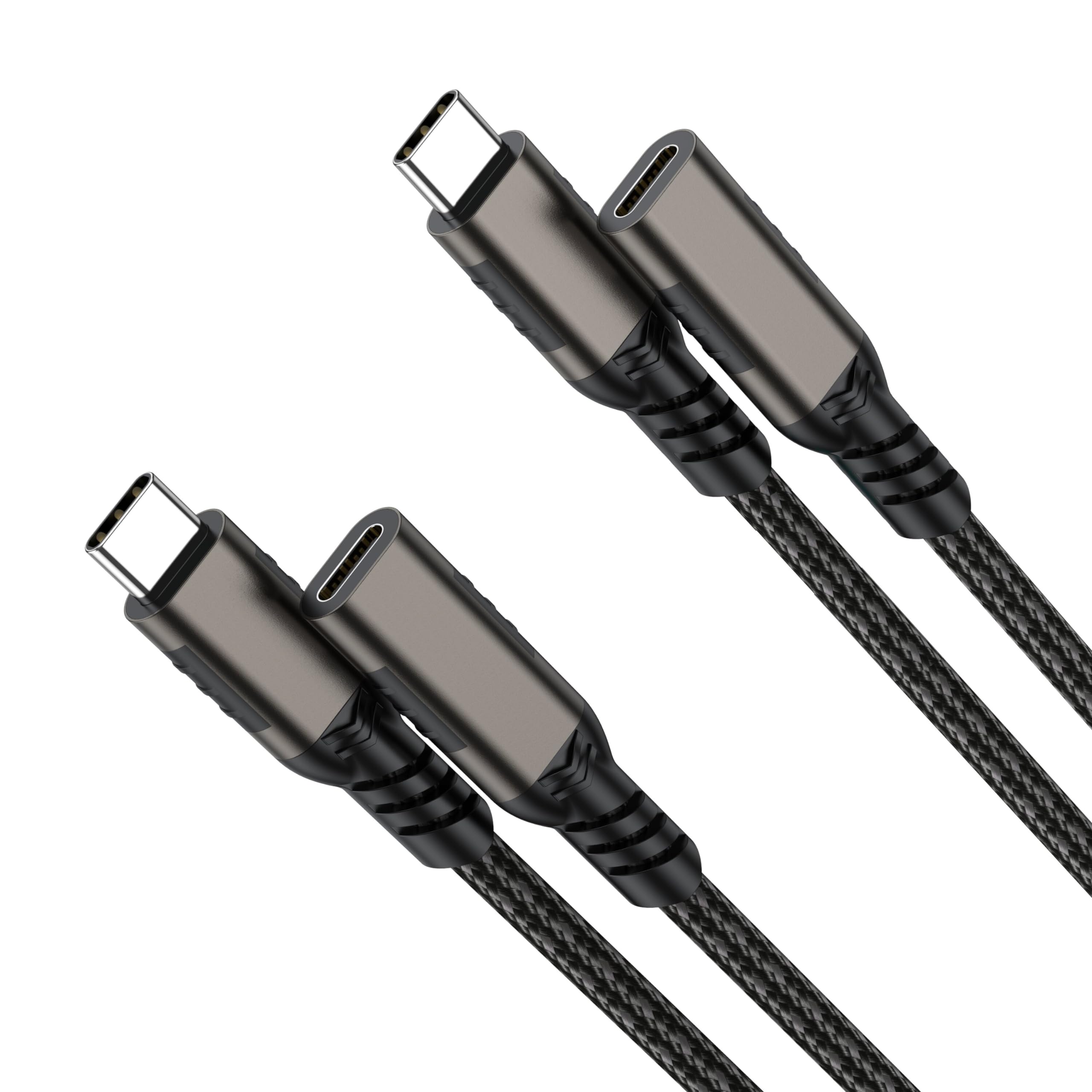 Breilytch USB C Extension Cable 6FT-2Pack 10Gbps/100W, USB C Extender Male to Female Cord USB C 3.2 Charging and Transfer for Mag-Safe Charger/Laptop/iPhone 15/Pixel 8/USB C Hub