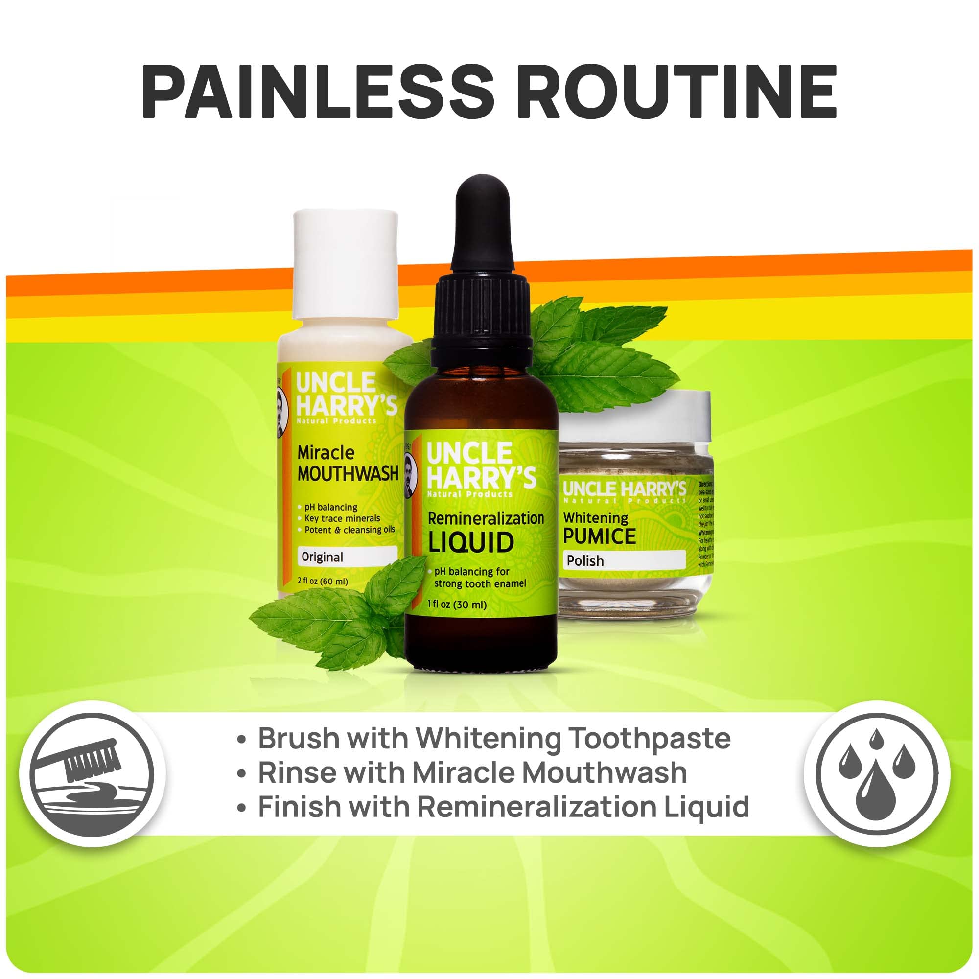 Uncle Harry's Natural Remineralization Kit with Tooth Whitening - 3 Products Strengthen Weak Enamel, Brighten Smile, & Correct Oral Care Issues (1 kit)