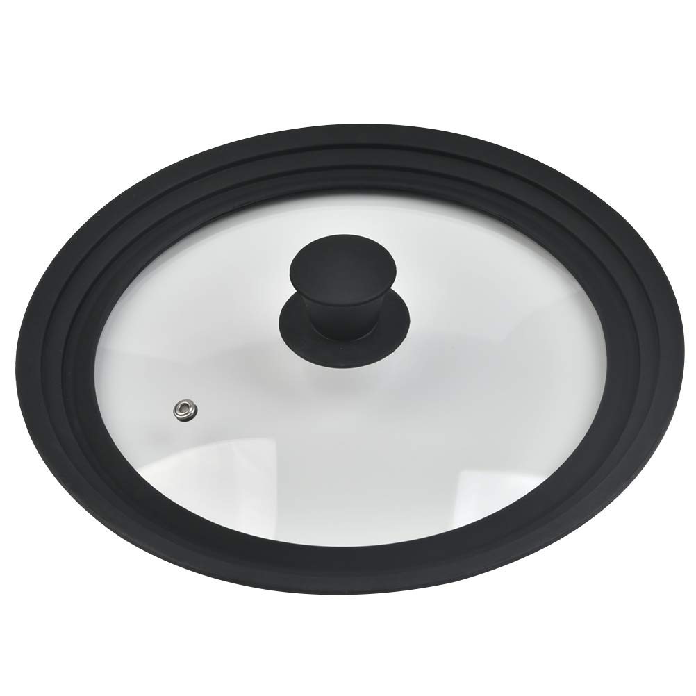 FOCCTS Universal Lid for Pots and Pans, Tempered Glass Skillet Lid, Universal Pan Lid Frying Pan Lid with Heat Resistant Silicone Rim, One Size Fits 10", 11" and 12"