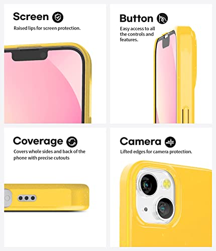 GOOSPERY Pearl Jelly Compatible with iPhone 13 Mini Case, Vivid Color with Light Shimmer Jewel Effects Glitter Sparkles Shine Look Slim Thin TPU Rubber Back Cover (Yellow)