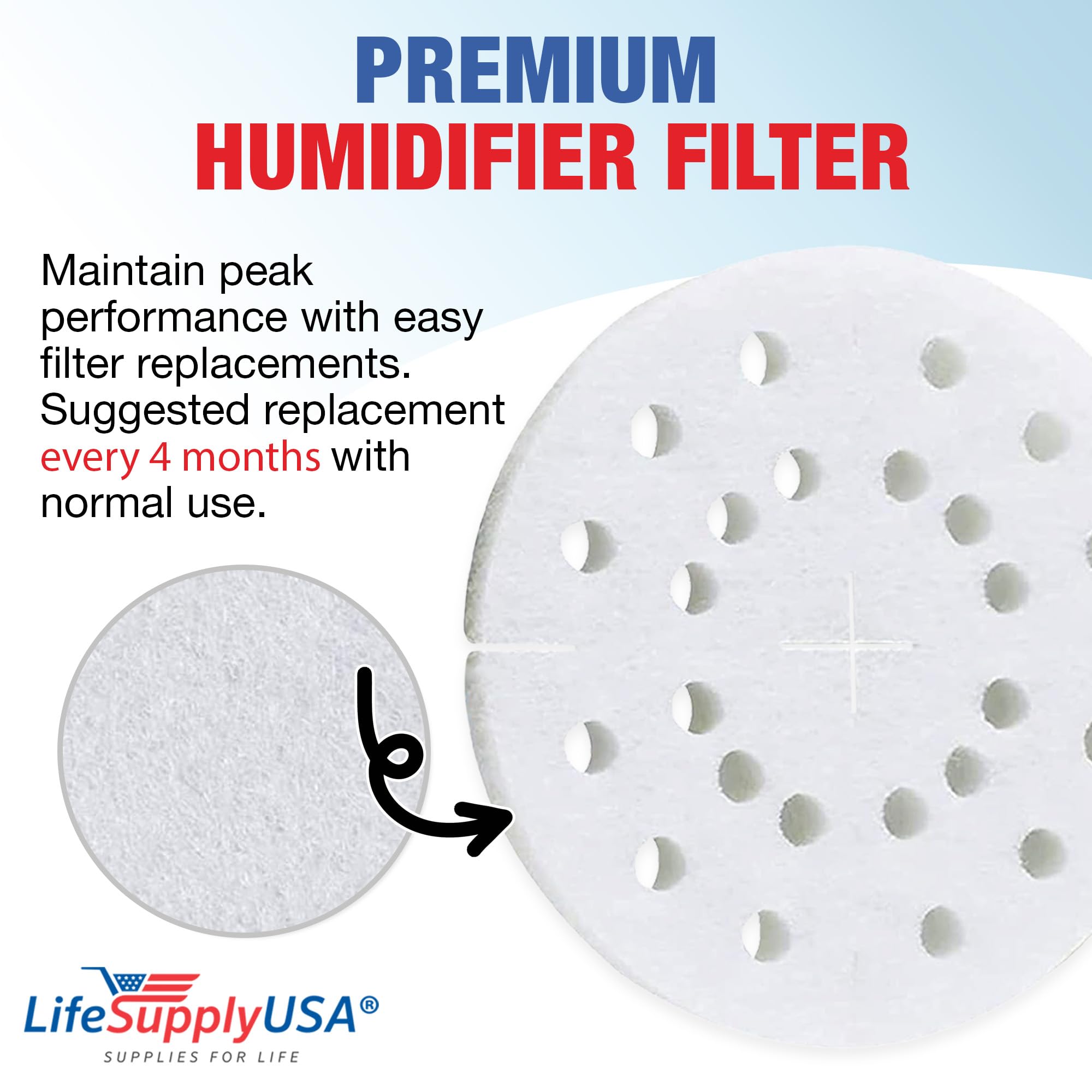 LifeSupplyUSA Humidifier Filter Replacement Anti-Mineral Pad Compatible with Air-O-Swiss Humidifier, AOS A451 S450 (6-Pack)