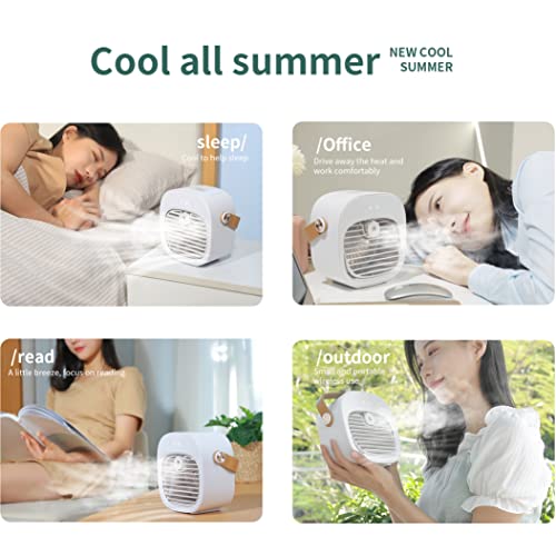 Gootu Portable Air Conditioner,6000mAh Mini Air Conditioner Fan,USB Rechargeable Personal Air Conditioner,3 Speed Quiet Air Cooler for Bedroom,Office,Car,Travel & Indoor & Outdoor Activities.(White)