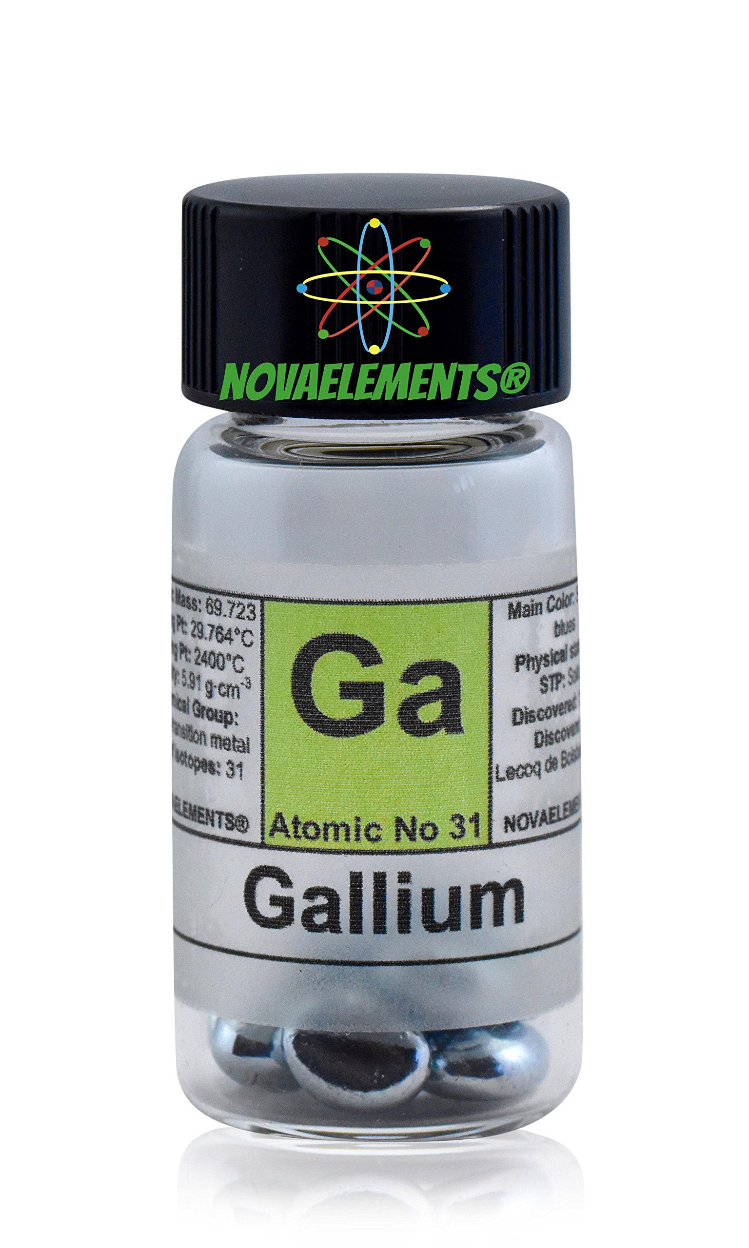 Gallium Metal Element 31 Sample 99.995% Pure 5 Grams Shiny pellets in Labeled Glass Vial