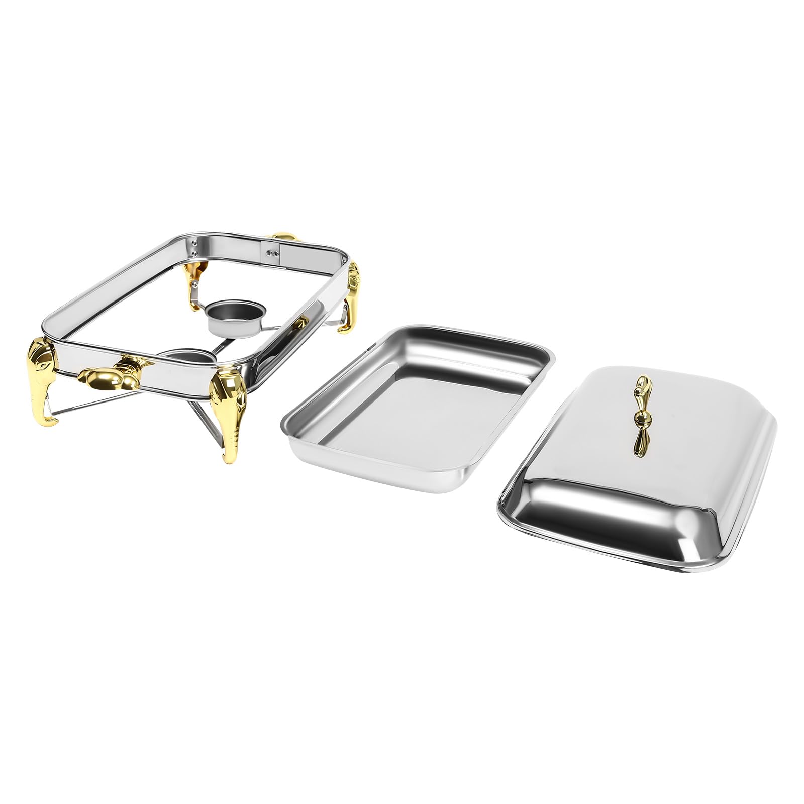 Chafing Dish Buffet Set Server Stainless Steel Chafing Dishes Oven Safe Glass Rectangle Food Warmer for Event Party Holiday 2.9L