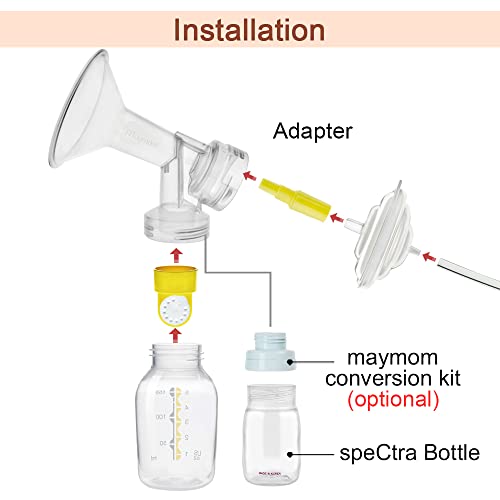 Maymom Backflow Adapter Compatible with Spectra S1, Spectra S2, Spectra 9 Plus Pump; to Be Used and Compatible with Medela Flanges and Bottles (Maymom Flange Adapter)