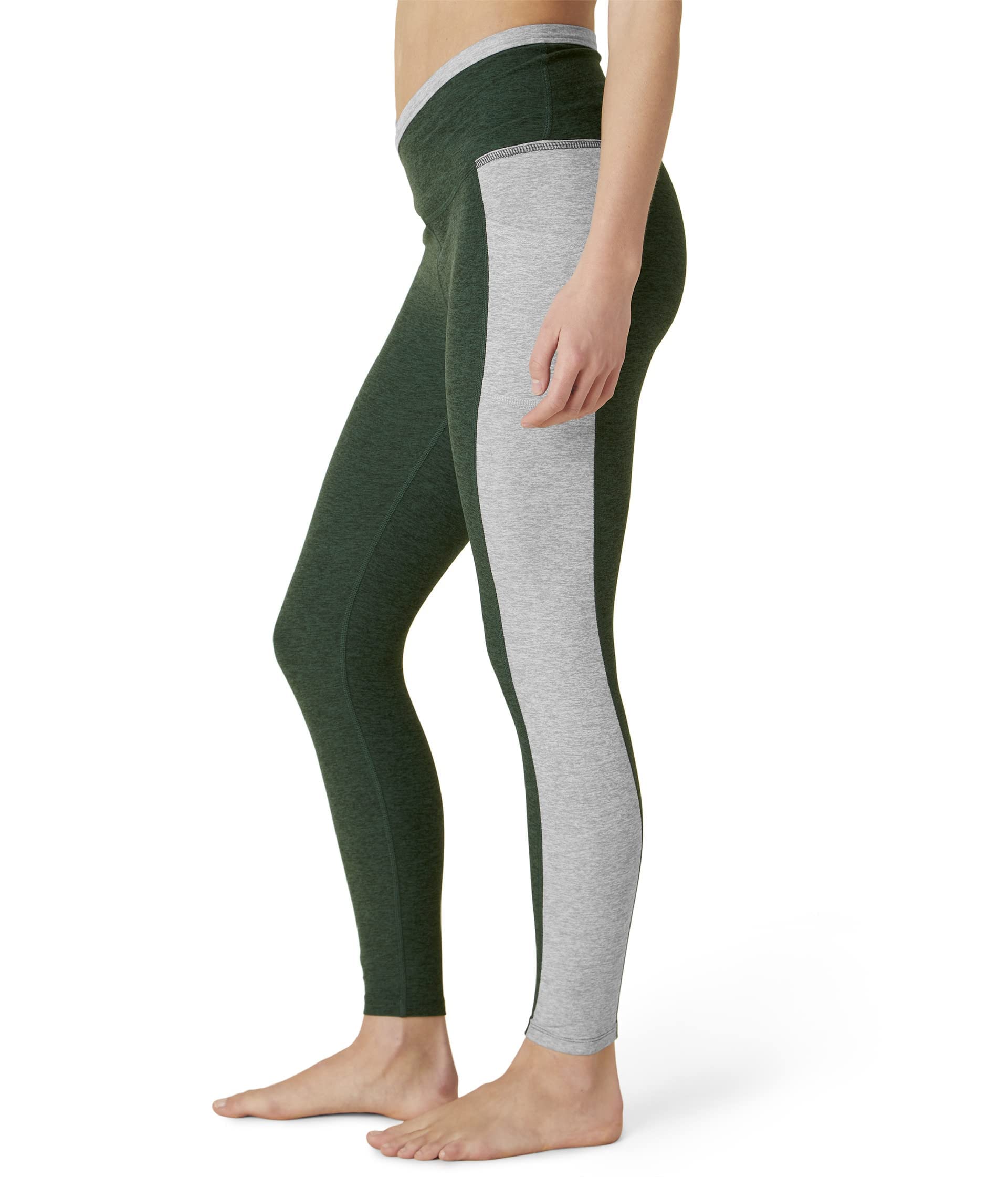 Beyond Yoga Spacedye On Block High Waisted Midi Leggings Forest Green/Silver Mist Color-Block MD (US Women's 6-8)