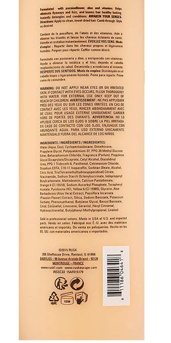 RUSK Sensories Smoother Passionflower and Aloe Leave-In Smoothing Conditioner, Provides Shine, and Body, 35 oz.