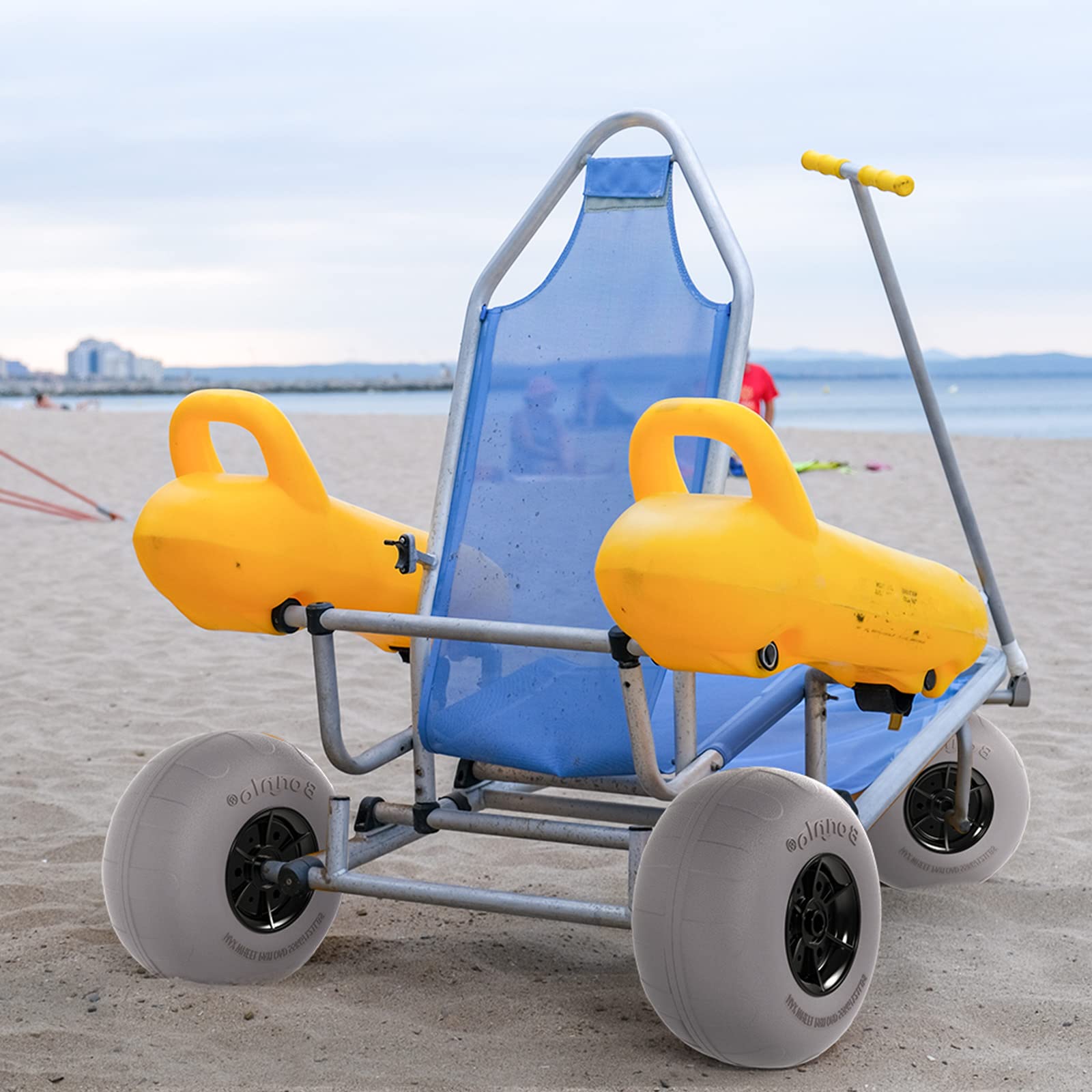 Bonnlo Replacement Balloon Wheels 12" Big Beach Sand Tires for Kayak Dolly Canoe Carts Buggy with Free Air Pump (2-Pack)