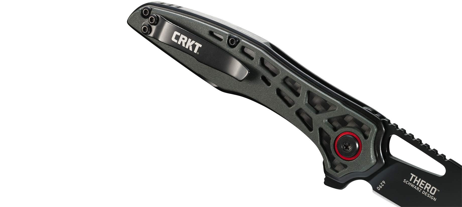 COLUMBIA RIVER KNIFE & TOOL Thero EDC Folding Pocket Knife: Everyday Carry Folder, Plain Edge, Sheepsfoot Blade with Black Oxide Finish, Flipper, Glass Reinforced Nylon and Carbon Fiber Handle 6290