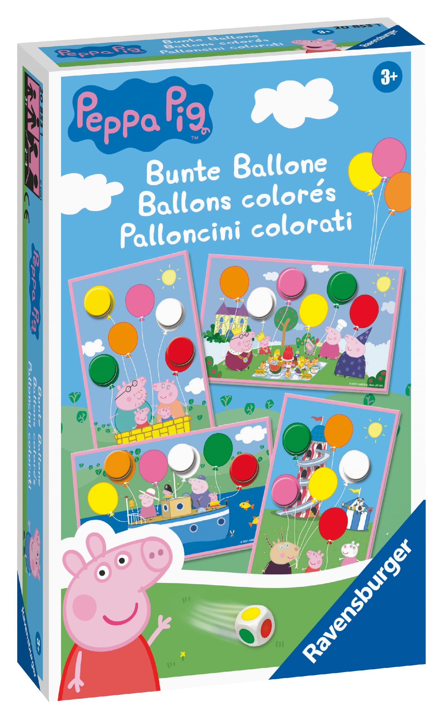 Ravensburger Gift Game 20853 Peppa Pig Colourful Balloons Funny Colour Dice Game for Children from 3 Years, Peppa Pig Gift, Peppa Pig Puzzle