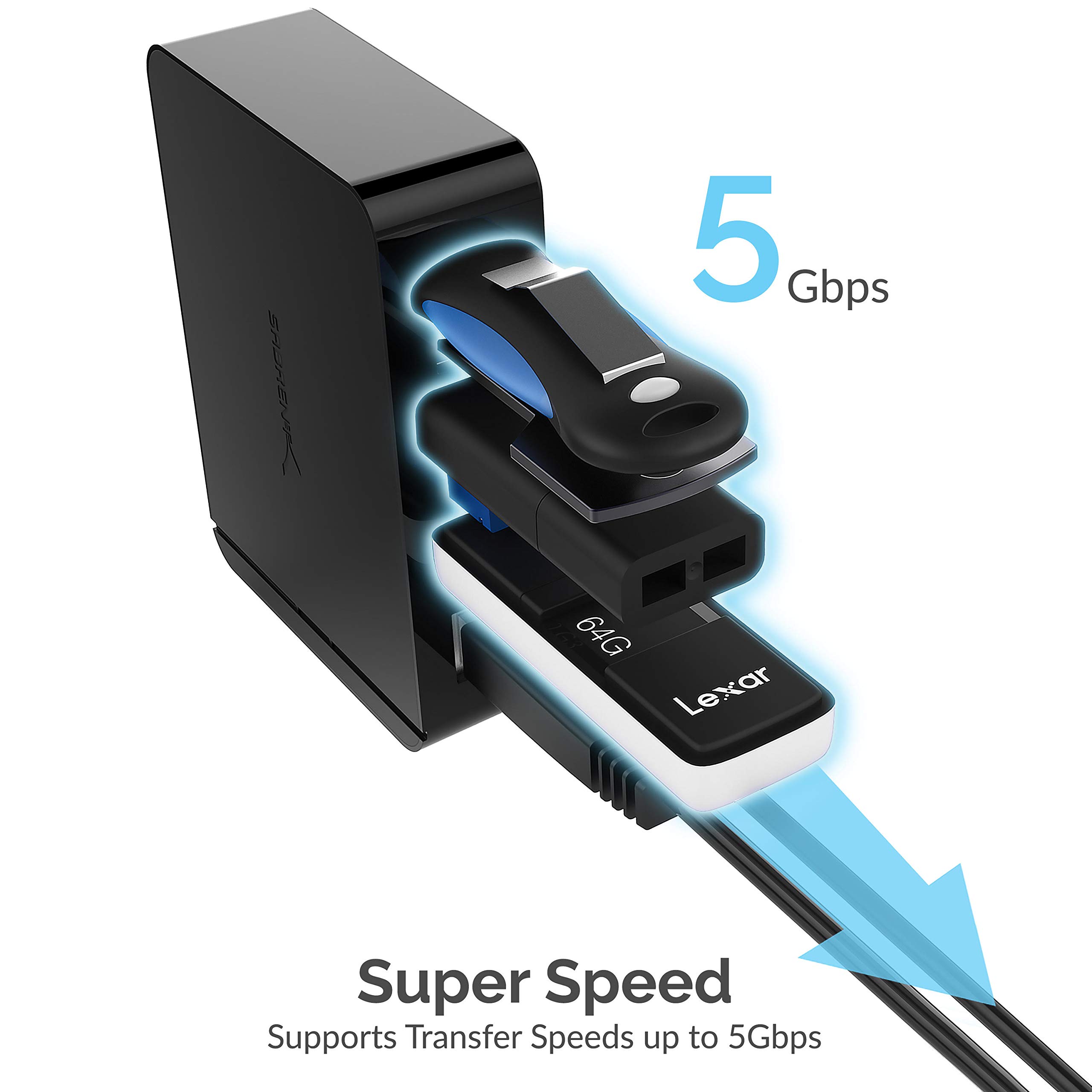 SABRENT 7 Port USB 3.0 HUB + 2 Charging Ports with 12V/4A Power Adapter [Black] (HB-U930)