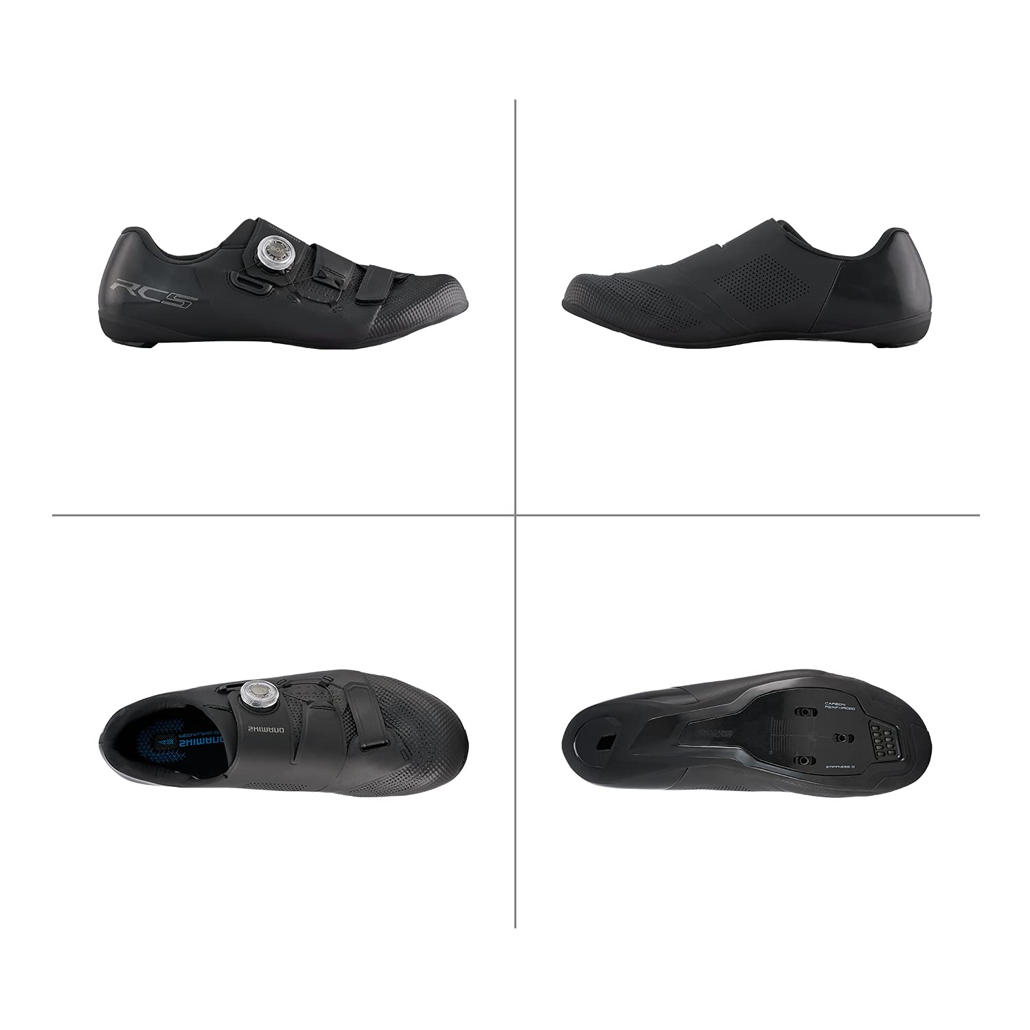 SHIMANO SH-RC502 Lightweight Men's Road Cycling Shoe Packed with Pro Features, Black, 6.5-7
