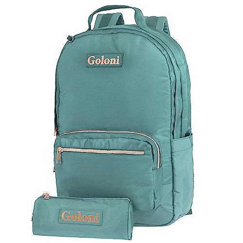 Goloni Classic Basic Backpack Separated Compartment For 15.6" Laptop With Pencil Case For Women,Waterproof High School Bookbag,Lightweight Casual Travel Daypack,Middle School Bag For Girls