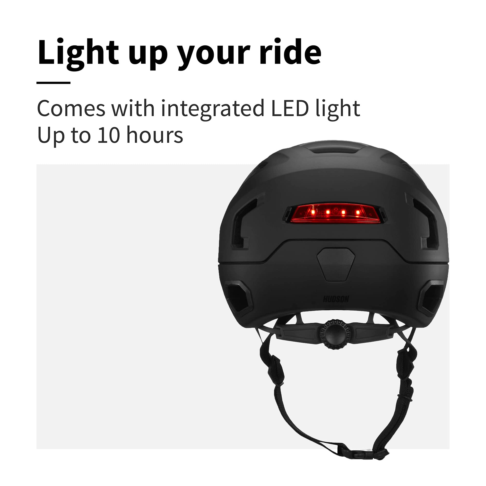 Bern Hudson Commuter Bike Helmet with MIPS, Rated for E-Bike, Integrated LED Rear Light and U-Lock Compatibility, Matte Navy, Large