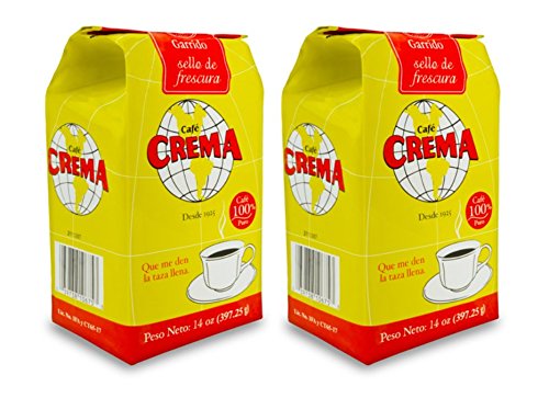 Cafe Crema Medium Roast Ground Puerto Rican Coffee, 14 Ounce Bag (Pack of 2)