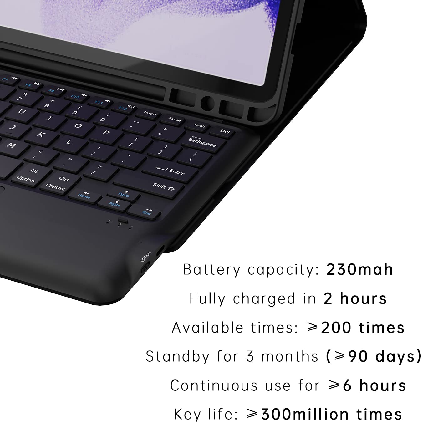 For Samsung Galaxy Tab S7 FE / S7 Plus /S8+ 12.4 inch Case with Keyboard - Smart Detachable Wireless Touchpad Tablet Keyboard Cover - Tab S7 FE 2021/ S7+ 2020/S8+ Keyboard Case with S Pen Holder Black